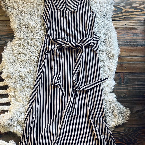 Altar | Dresses | Altar Houseline Black And White Striped Sheer Dress ...